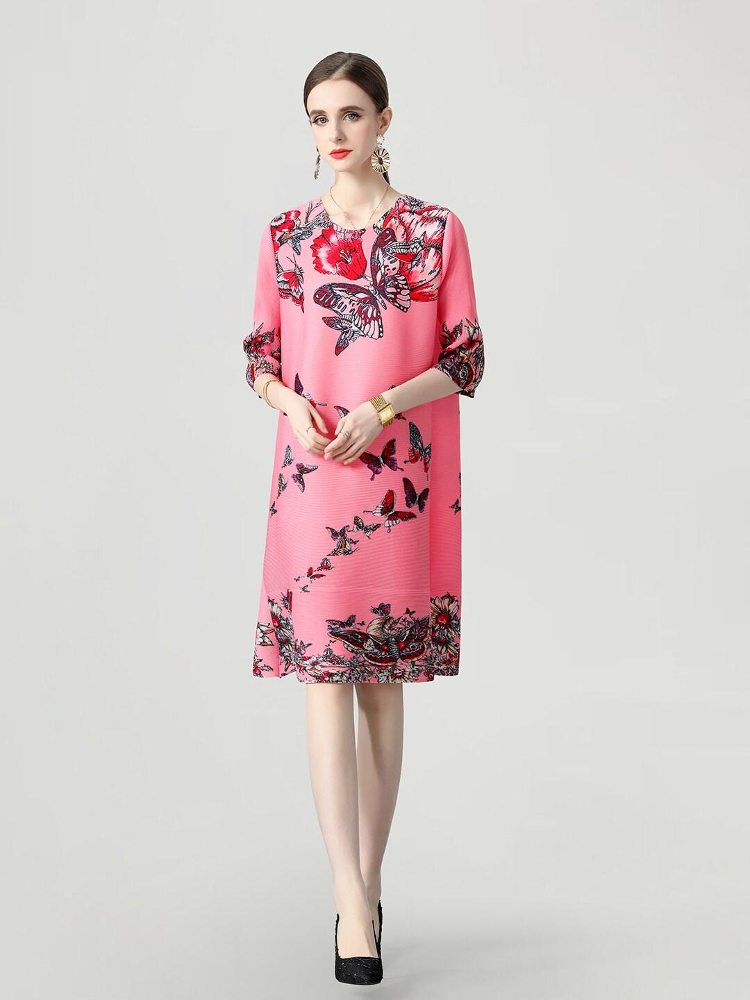 Buy JC Collection Floral Printed Round Neck A Line Dress - Dresses for ...