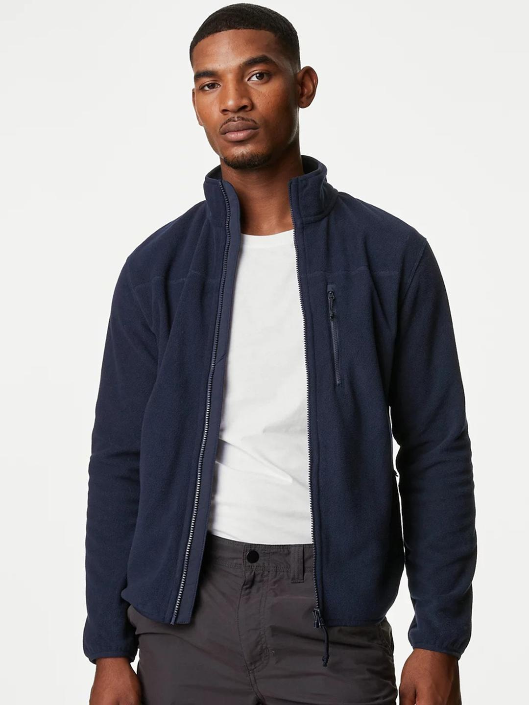 Buy Marks & Spencer Fleece Zip Up Funnel Neck Jacket - Jackets for Men ...