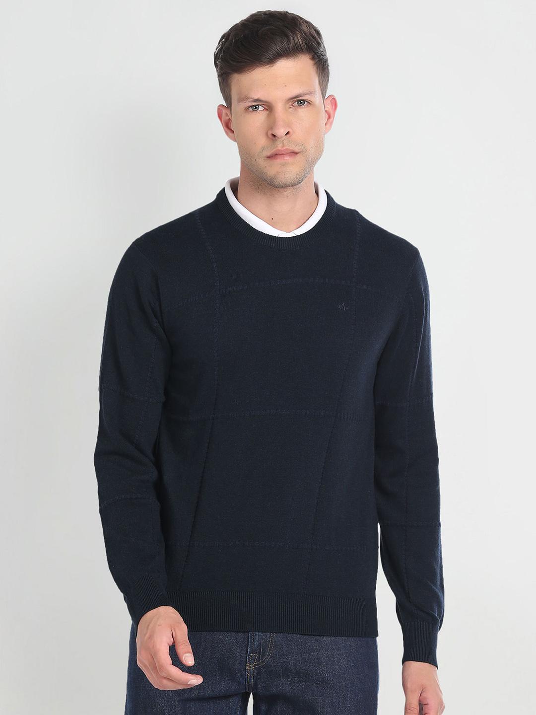 Buy Arrow Cable Knit Round Neck Long Sleeves Pullover Sweater ...