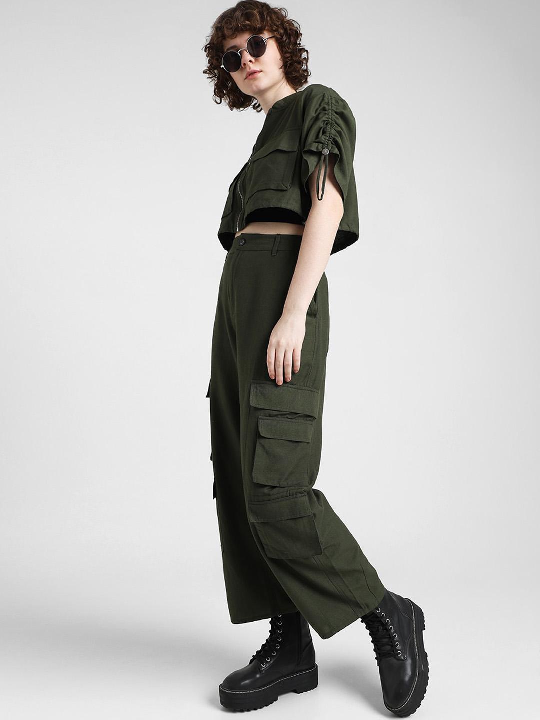 Buy ONLY Women High Rise Cargos Trousers - Trousers for Women 25907088 ...