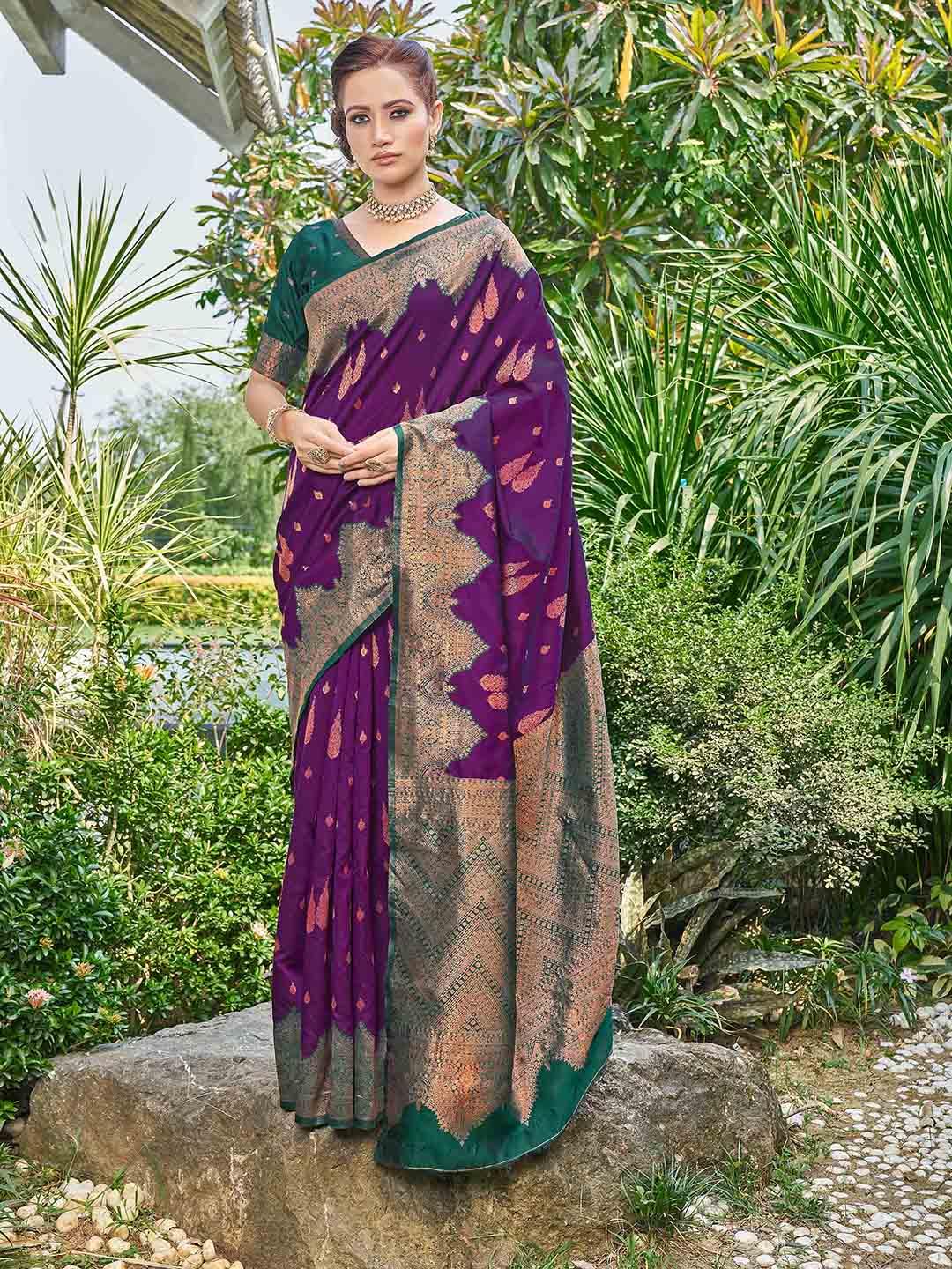 Buy Ariya Prints Ethnic Motifs Woven Design Zari Heavy Work Kanjeevaram ...