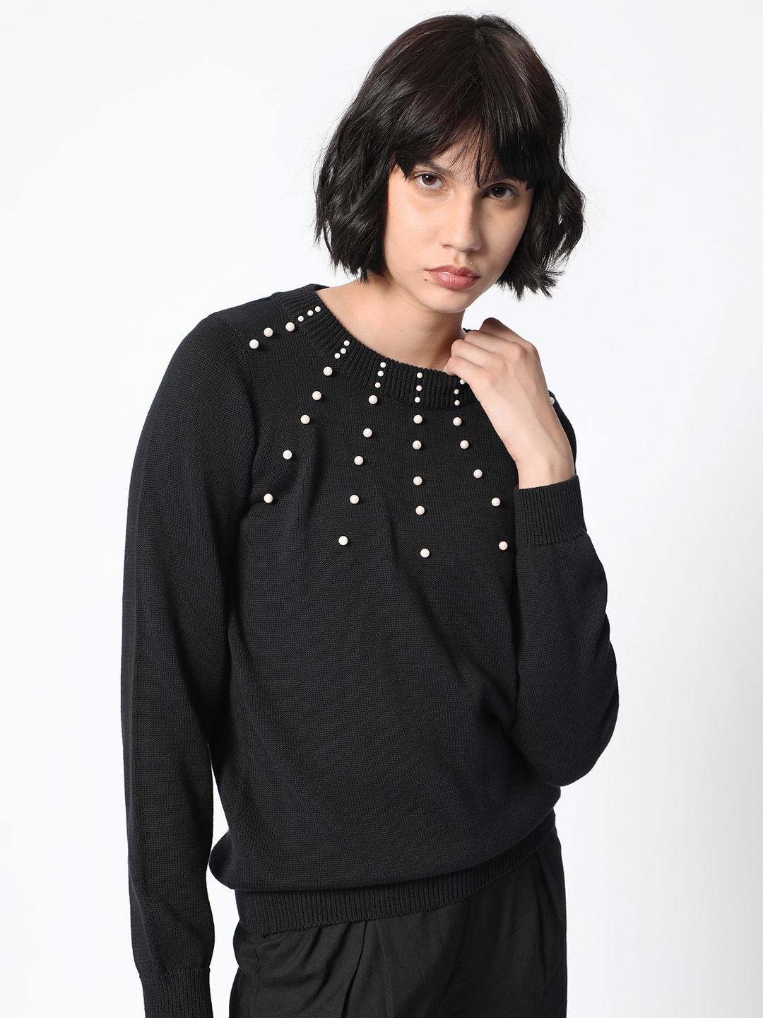 Buy RAREISM JUNICH Embellished Round Neck Pullover - Sweaters for Women ...