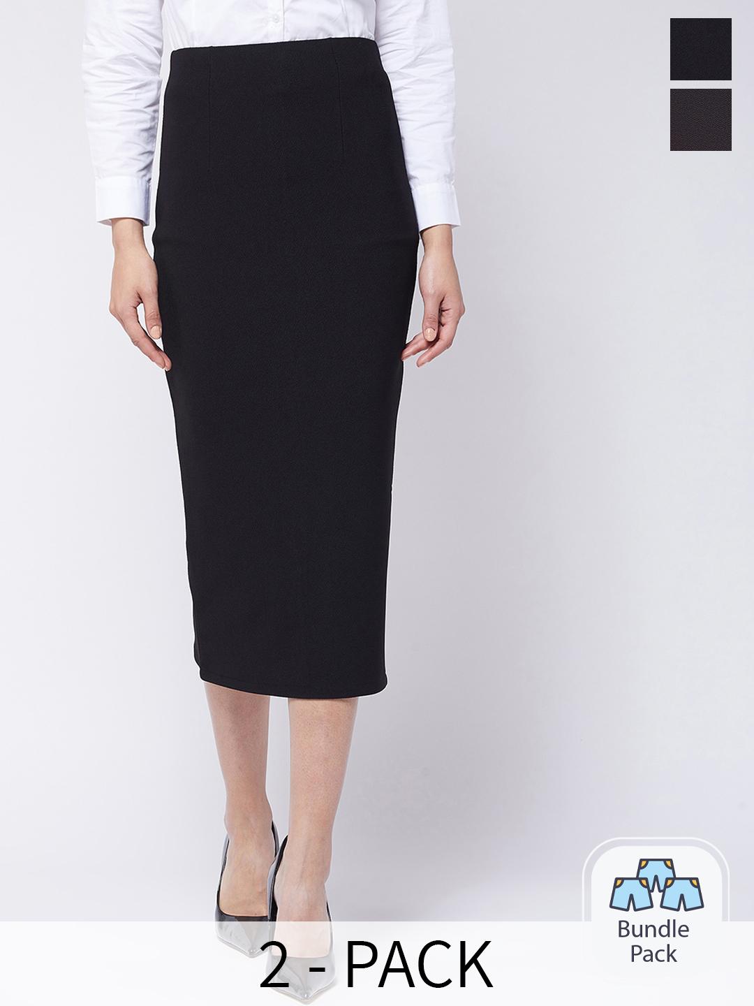 Buy Purple Feather Pack Of 2 Pencil Midi Formal Skirts - Skirts for ...