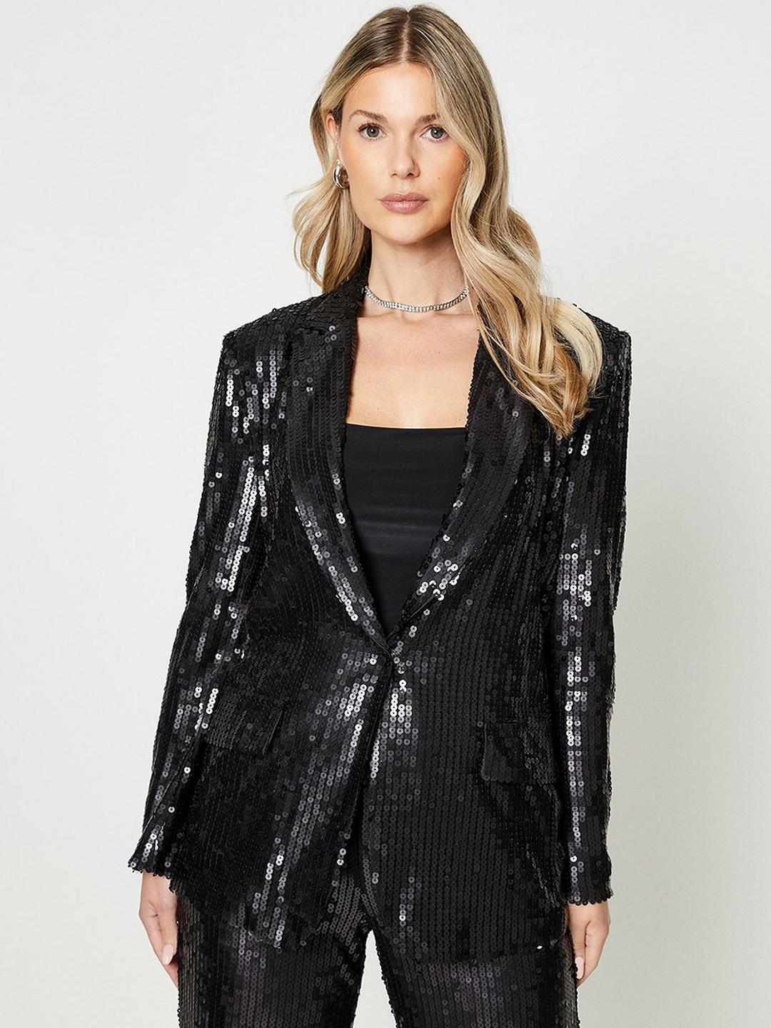 Buy DOROTHY PERKINS Sequin Single Breasted Blazer - Blazers for Women ...