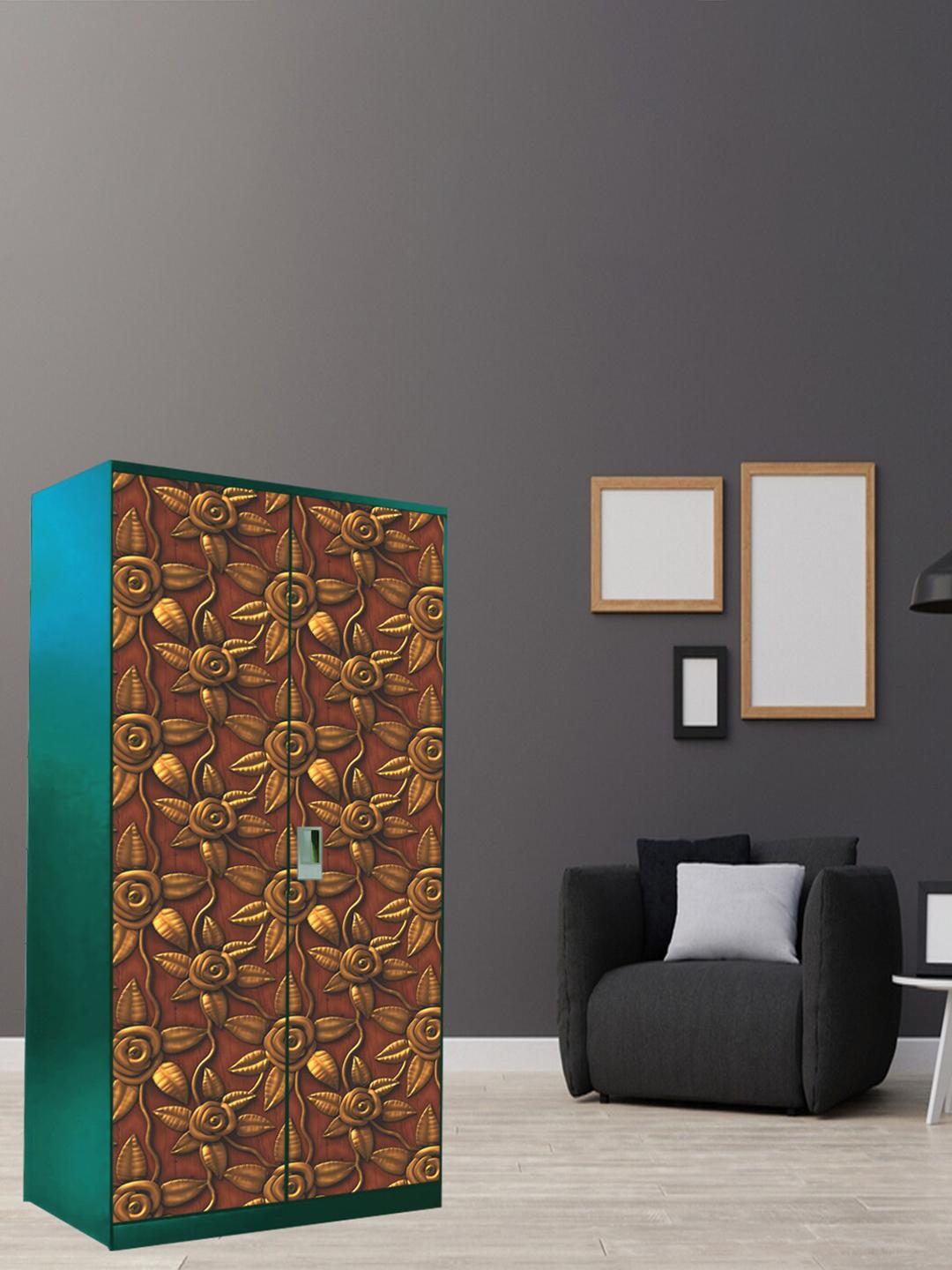Buy WallDaddy Brown Floral Printed Paper Wardrobe Wallpaper - Decals ...