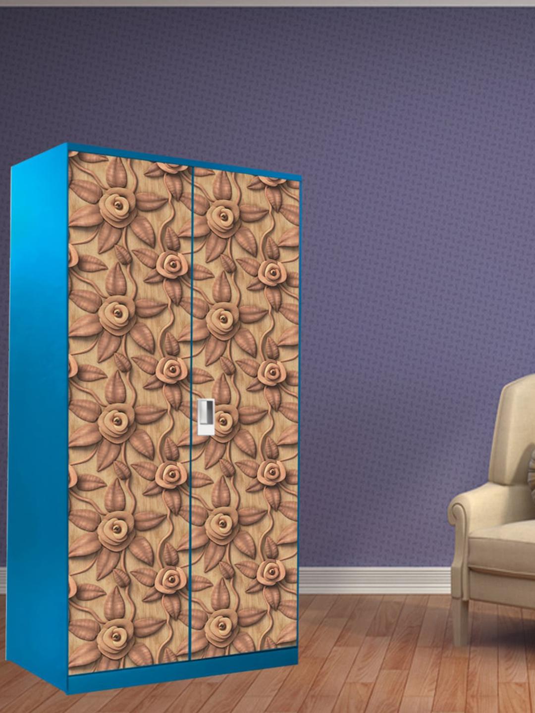 Buy WallDaddy Brown Floral Printed Wardrobe Sticker - Decals And ...