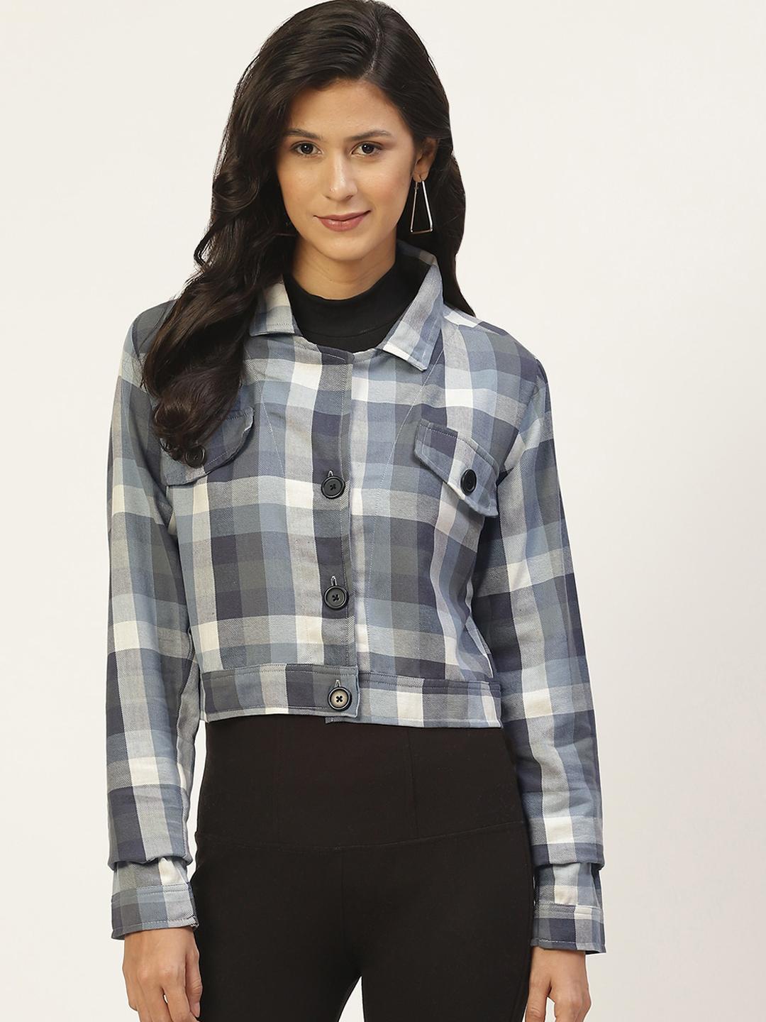Buy BAESD Checked Lightweight Crop Tailored Jacket - Jackets for Women ...