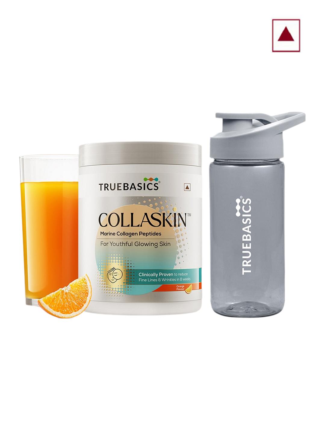 Buy TrueBasics CollaSkin Powder 220g Orange Flavor With Sipper Bottle ...