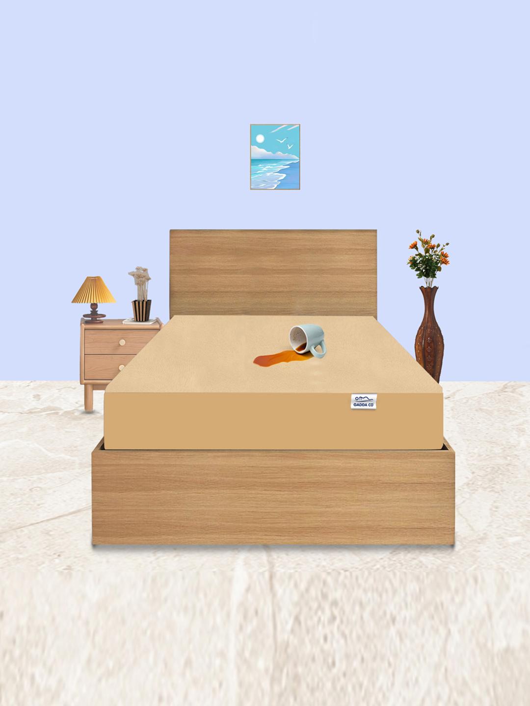 Buy GADDA CO Beige Single Bed Soft & Waterproof Elastic Fitted Mattress ...