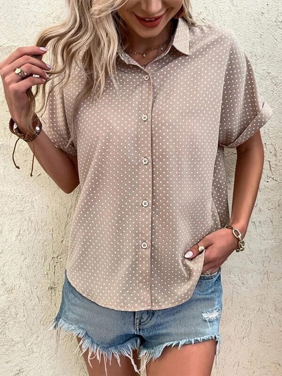 Buy Stylecast X Slyck Comfort Polka Dot Printed Extended Sleeves Casual ...