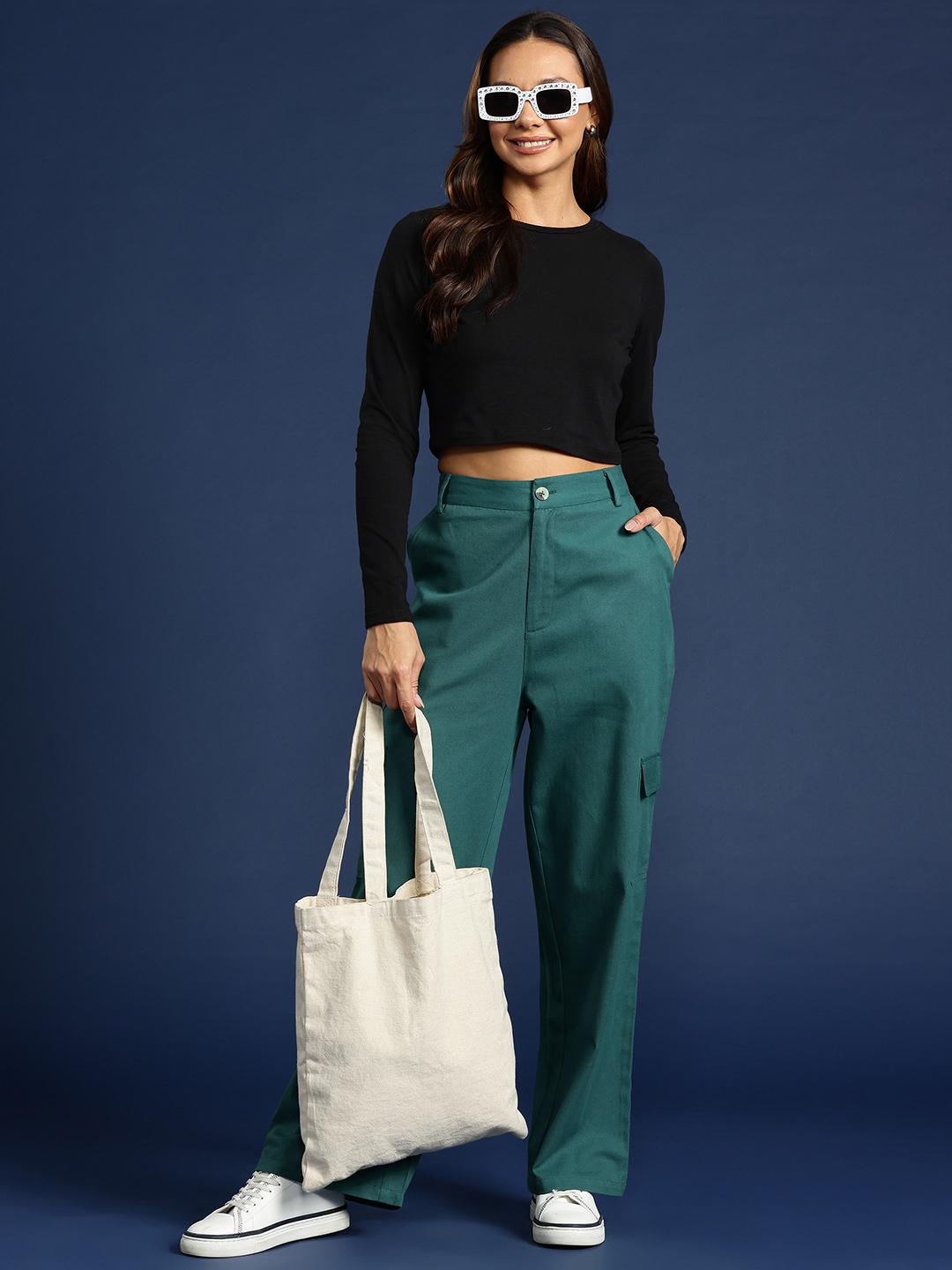 Buy Mast & Harbour Women Cotton High Rise Cargos Trousers - Trousers ...