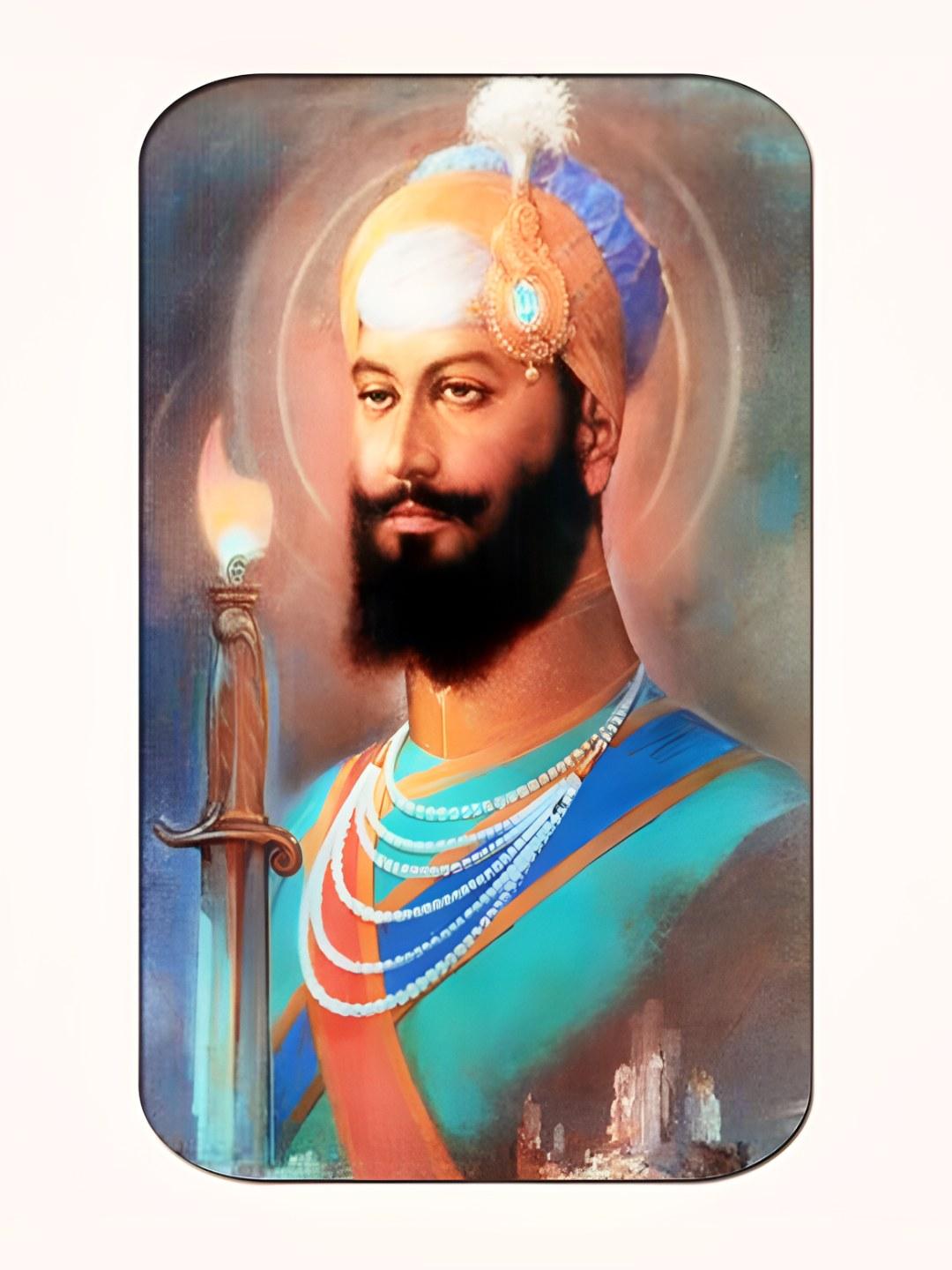 Buy Casperme Beige & Blue Guru Gobind Singh Big Framed Painting Wall ...