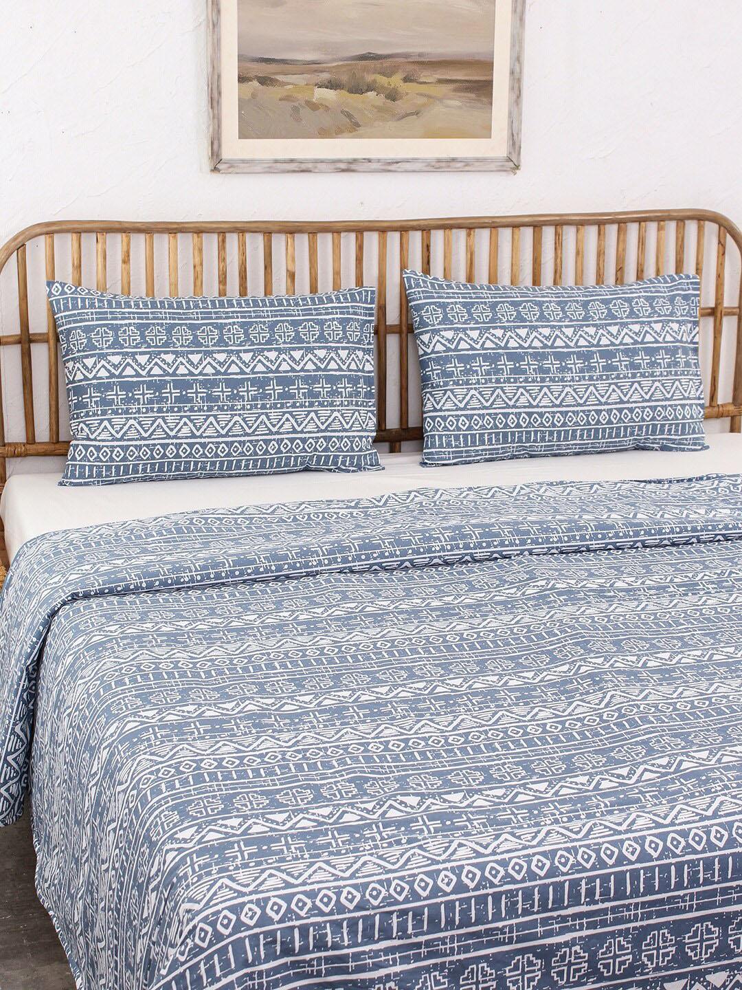 Buy House This Kullu Patti Blue Ethnic Motifs 144 TC Pure Cotton Super ...