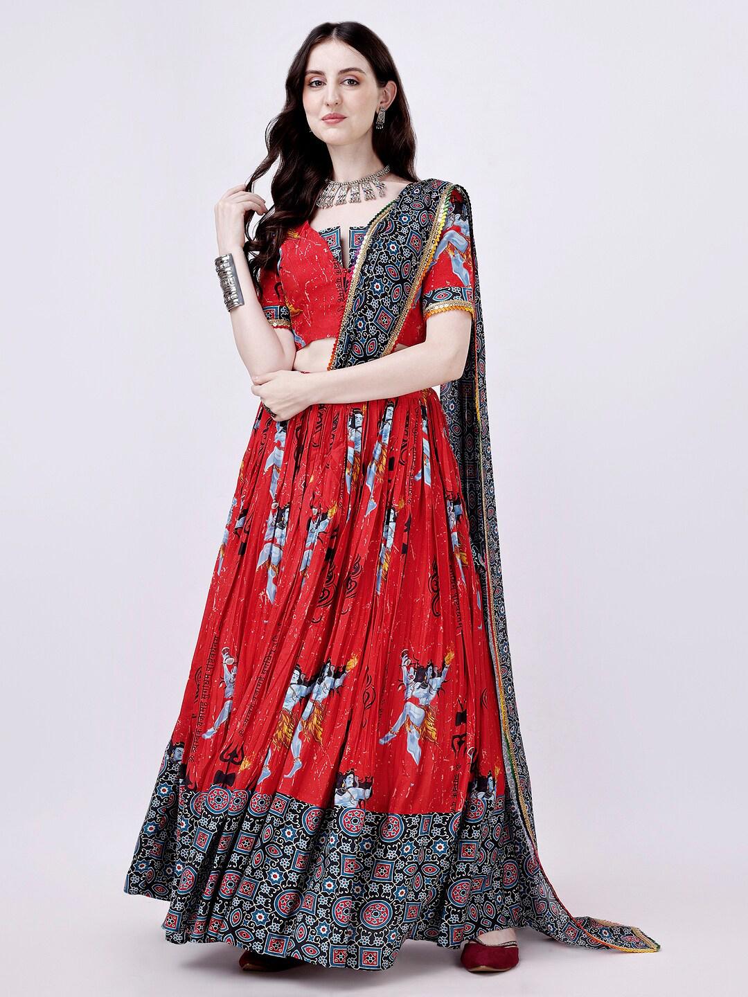 Buy TWAM SUNDARA Printed Cotton Ready To Wear Lehenga & Blouse With ...