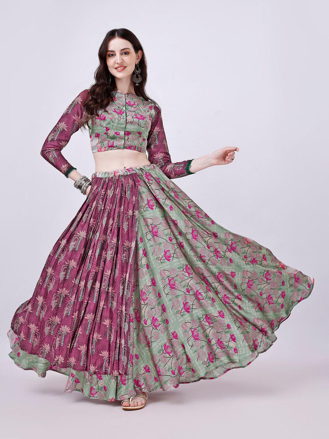 Buy TWAM SUNDARA Printed Ready To Wear Lehenga & Blouse With Dupatta ...