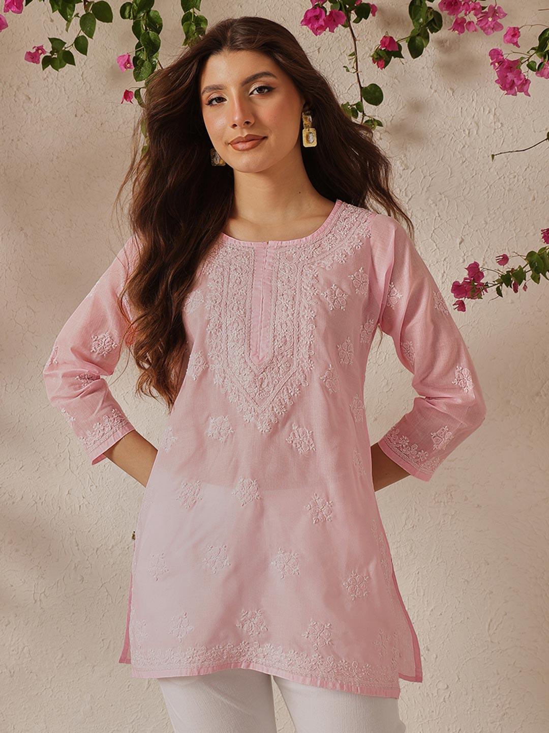 Buy ADA Ethnic Motifs Chikankari Embroidered Thread Work Pure Cotton ...
