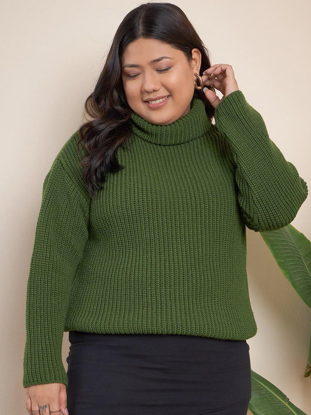 Buy CURVY STREET Plus Size Ribbed Turtle Neck Pullover - Sweaters for ...