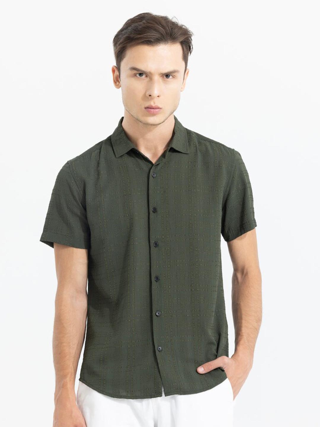 Buy Snitch Green Classic Slim Fit Casual Shirt - Shirts for Men ...