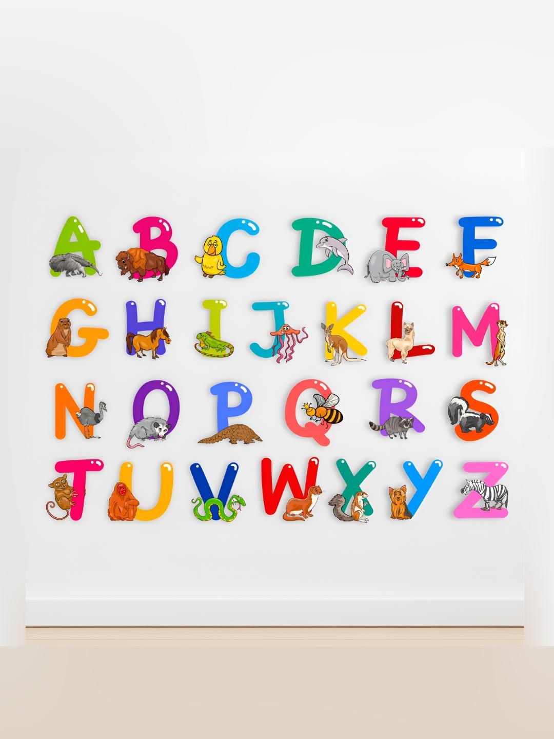 Buy CVANU Orange & Green Alphabet (ABCD) Learning With Fun Vinyl Self ...