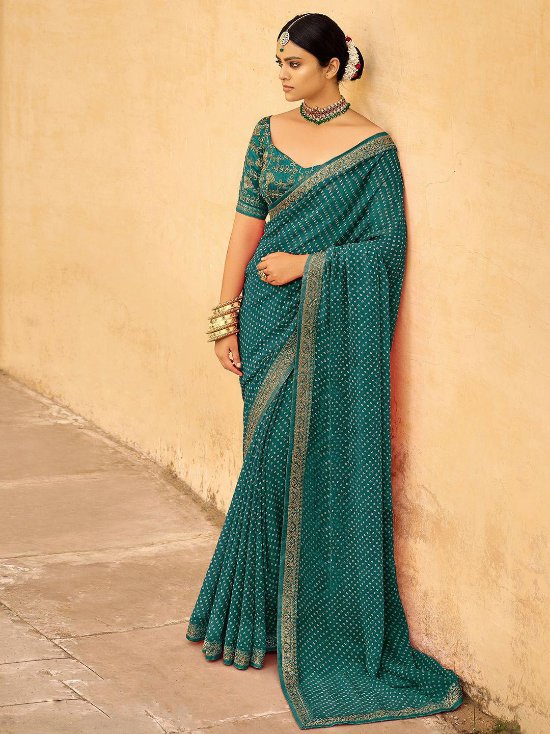 Buy Satrani Bandhani Printed & Embroidered Saree - Sarees for Women ...