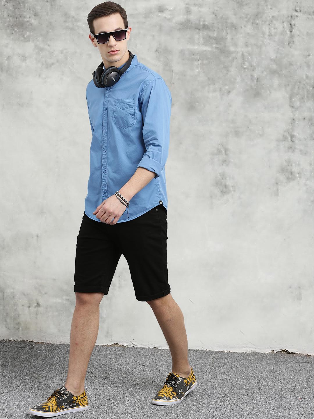 Buy Breakbounce Men Blue Slim Fit Solid Casual Shirt - Shirts for Men ...