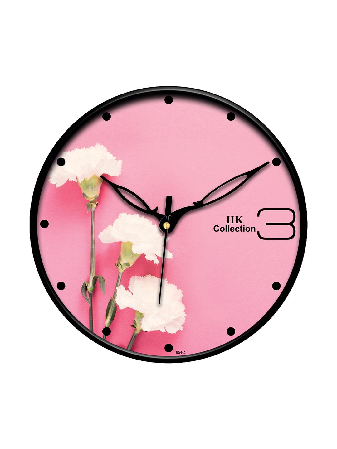 Buy IIK COLLECTION Black & Pink Printed Analogue Round Contemporary ...