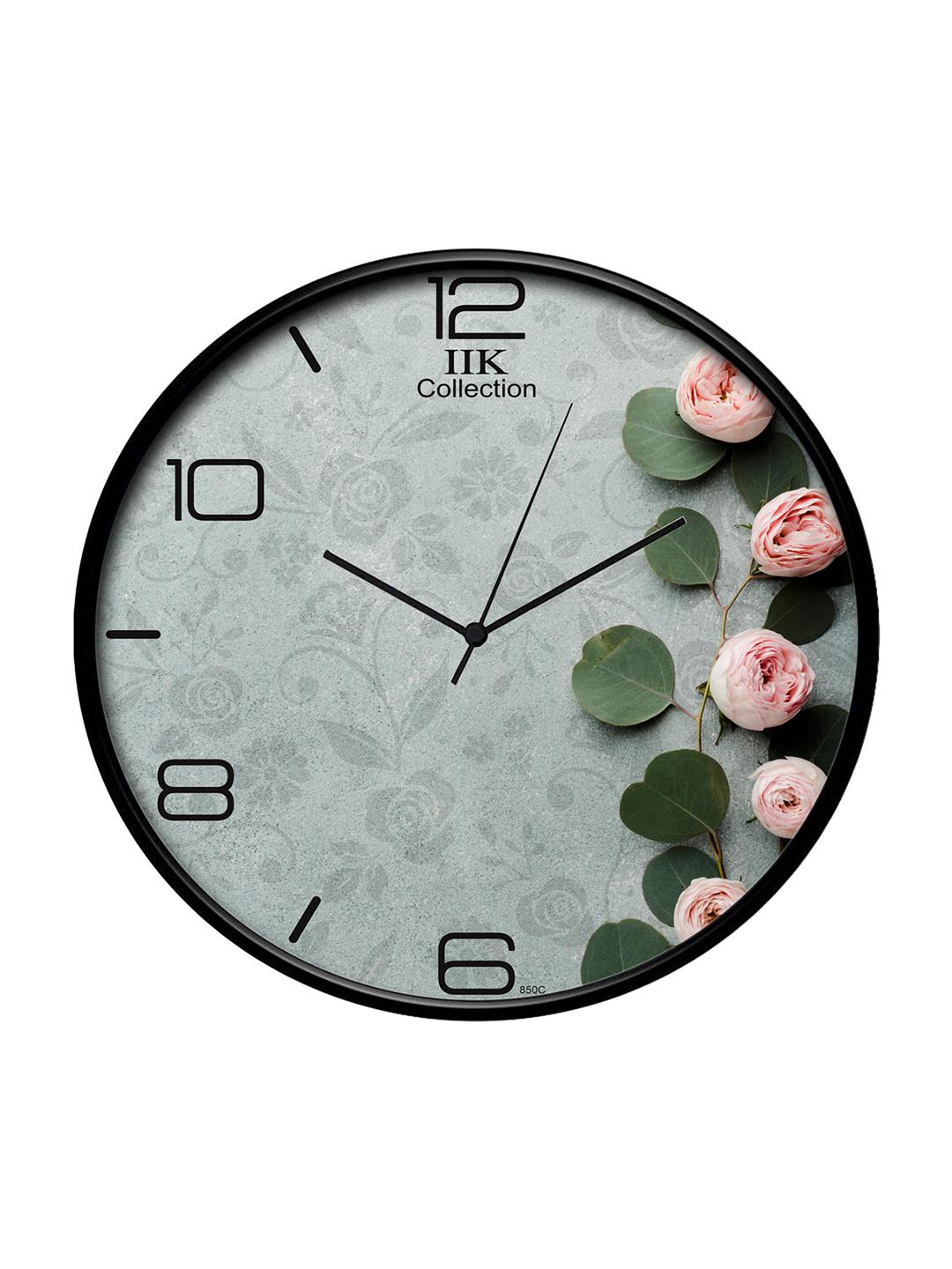 Buy IIK COLLECTION Black & Grey Printed Analogue Round Contemporary ...