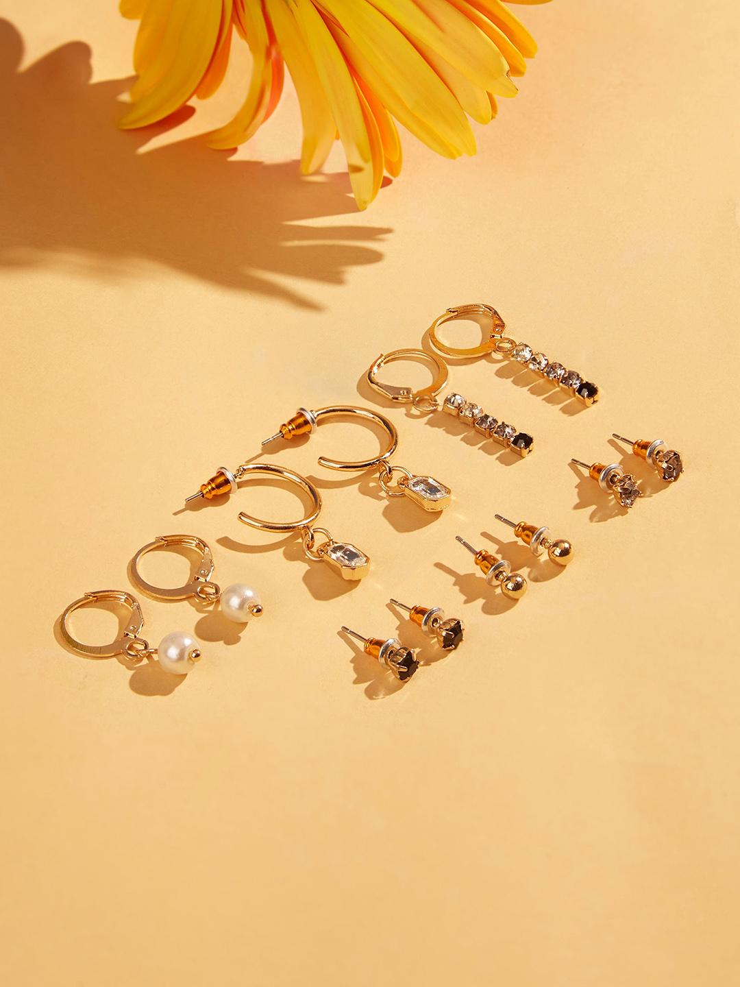 Buy Accessorize Set Of 6 Stud & Cup Chain Earrings - Earrings for Women ...