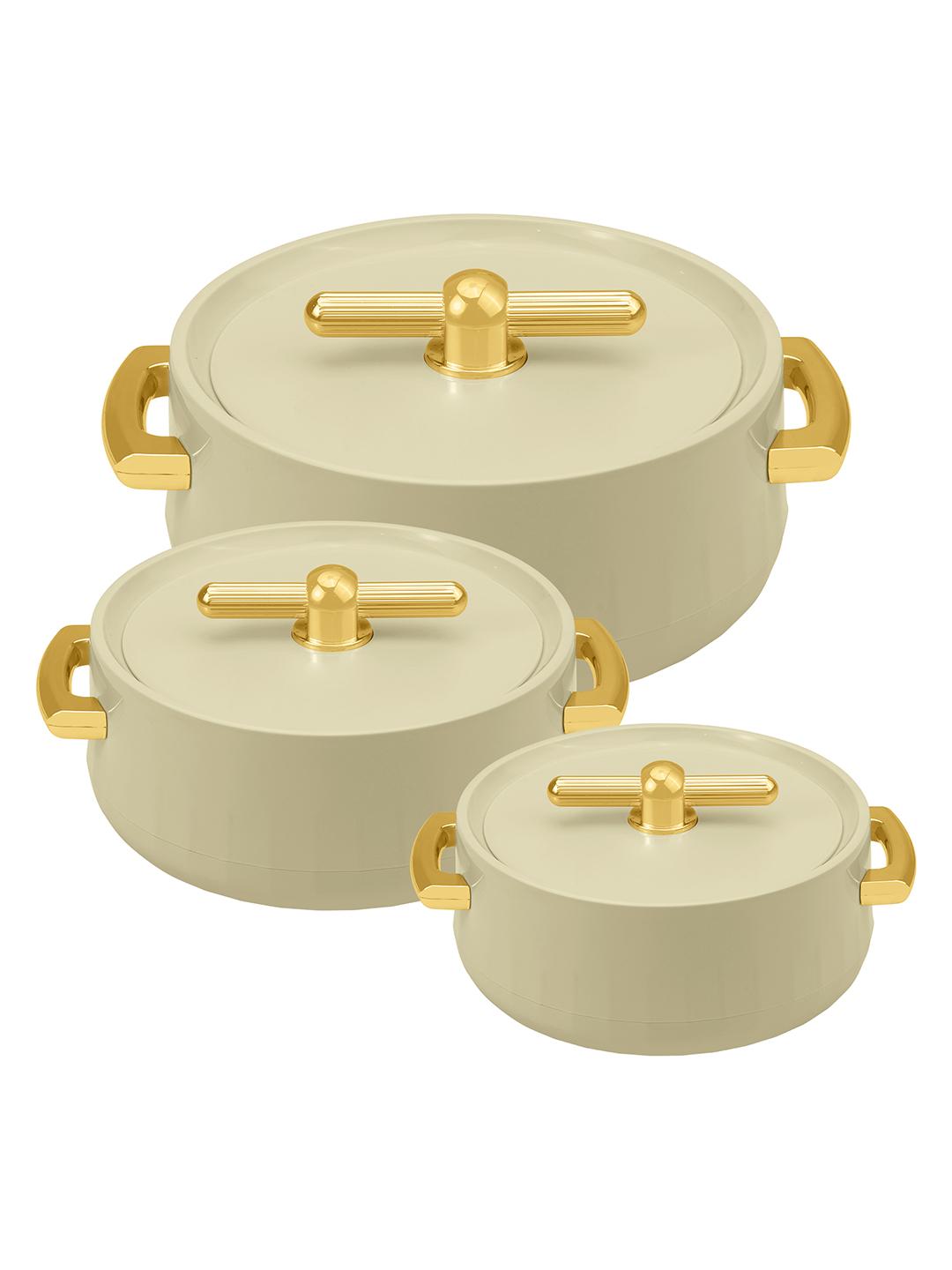 Buy SELVEL Grey 3 Pieces Easy To Clean Serving Casserole - Casserole ...