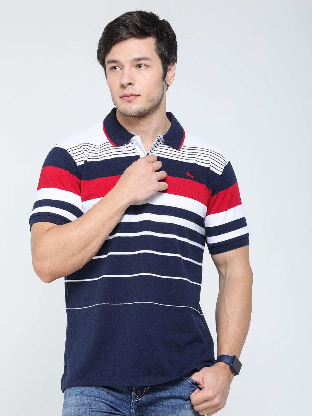 Buy TQS Striped Polo Collar Short Sleeves Pure Cotton T Shirt - Tshirts ...