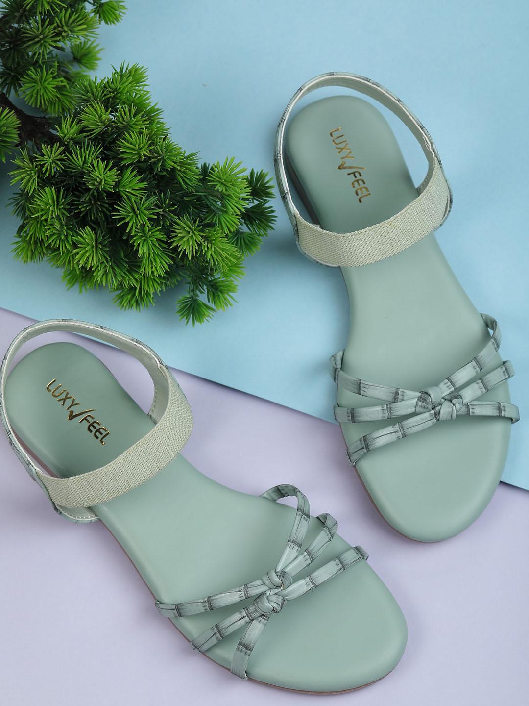 Buy Luxyfeel Textured Open Toe Flats With Backstrap - Flats for Women ...