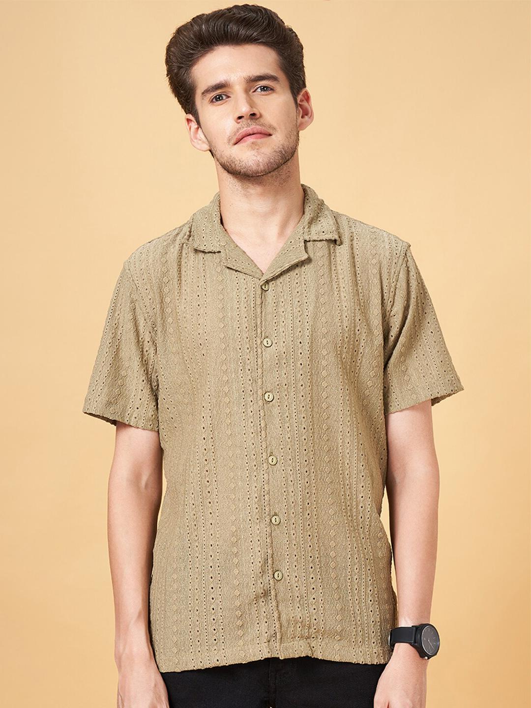 Buy People Self Design Schiffli Regular Fit Casual Shirt - Shirts for ...