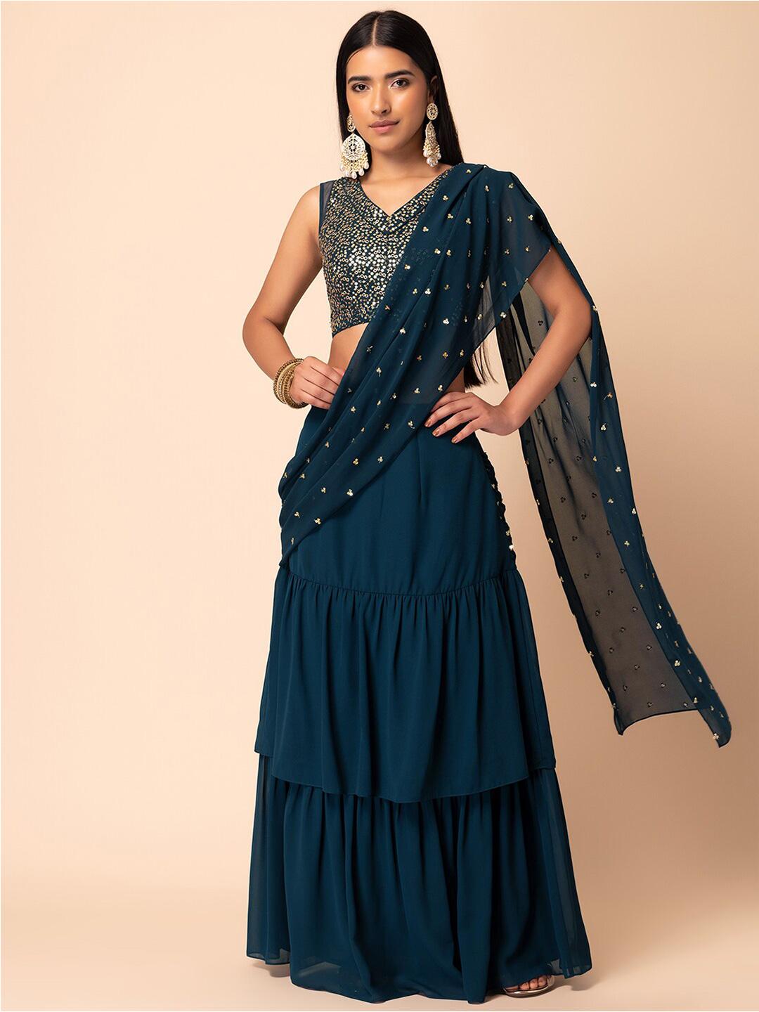 Buy Indya Luxe Embroidered Sequinned Ready To Wear Saree - Sarees for ...