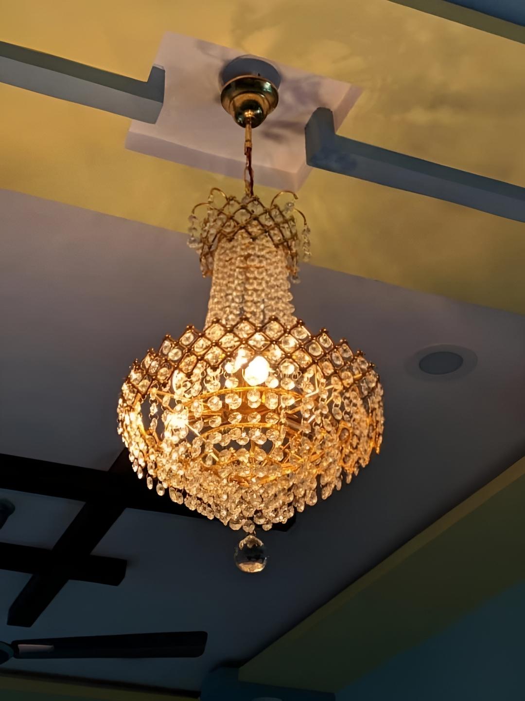 Buy SHRI MAHAL ANTIQUES Gold Toned Jhumar Textured Ceiling Lamp ...
