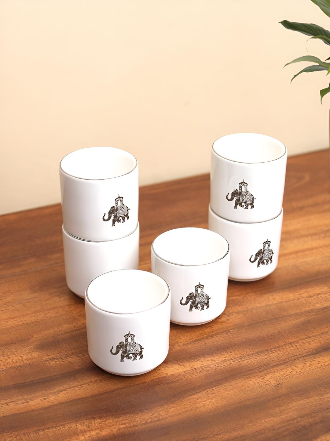 Buy Vola Global LLP White 6 Pieces Porcelain With Platinum Motif Glossy ...