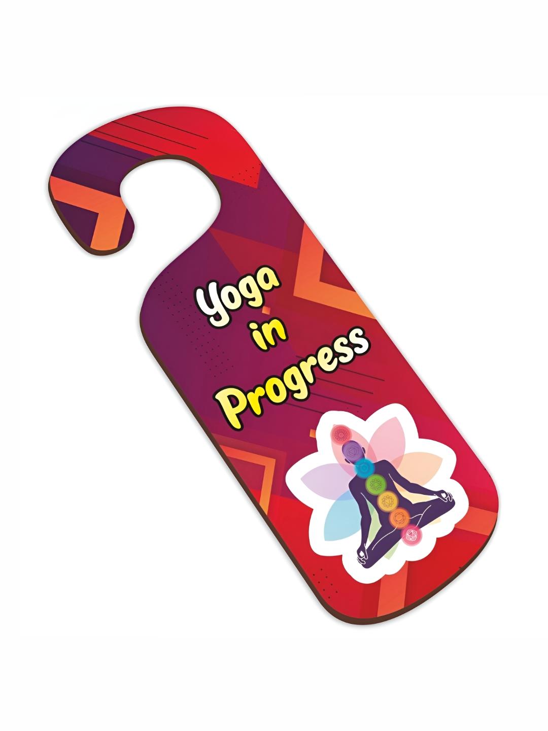 Buy CVANU Red & Purple Yoga In Progress Painted Wooden Sign Hanger ...
