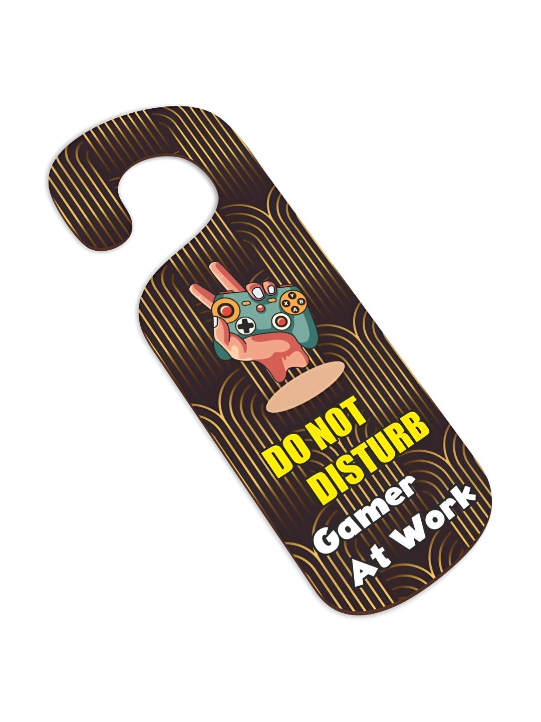 Buy CVANU Brown & Yellow Do Not Disturb Painted Wooden Sign Hanger ...