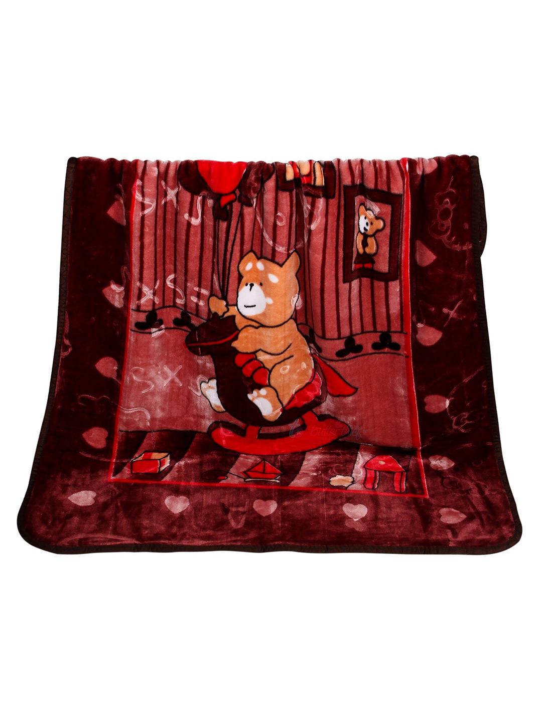 Buy Butterthief Maroon Cartoon Characters Mink Heavy Winter Single Bed ...
