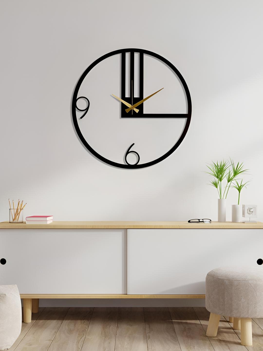 Buy WALLCENTRE Black Analogue Contemporary Round Metal Wall Clock ...