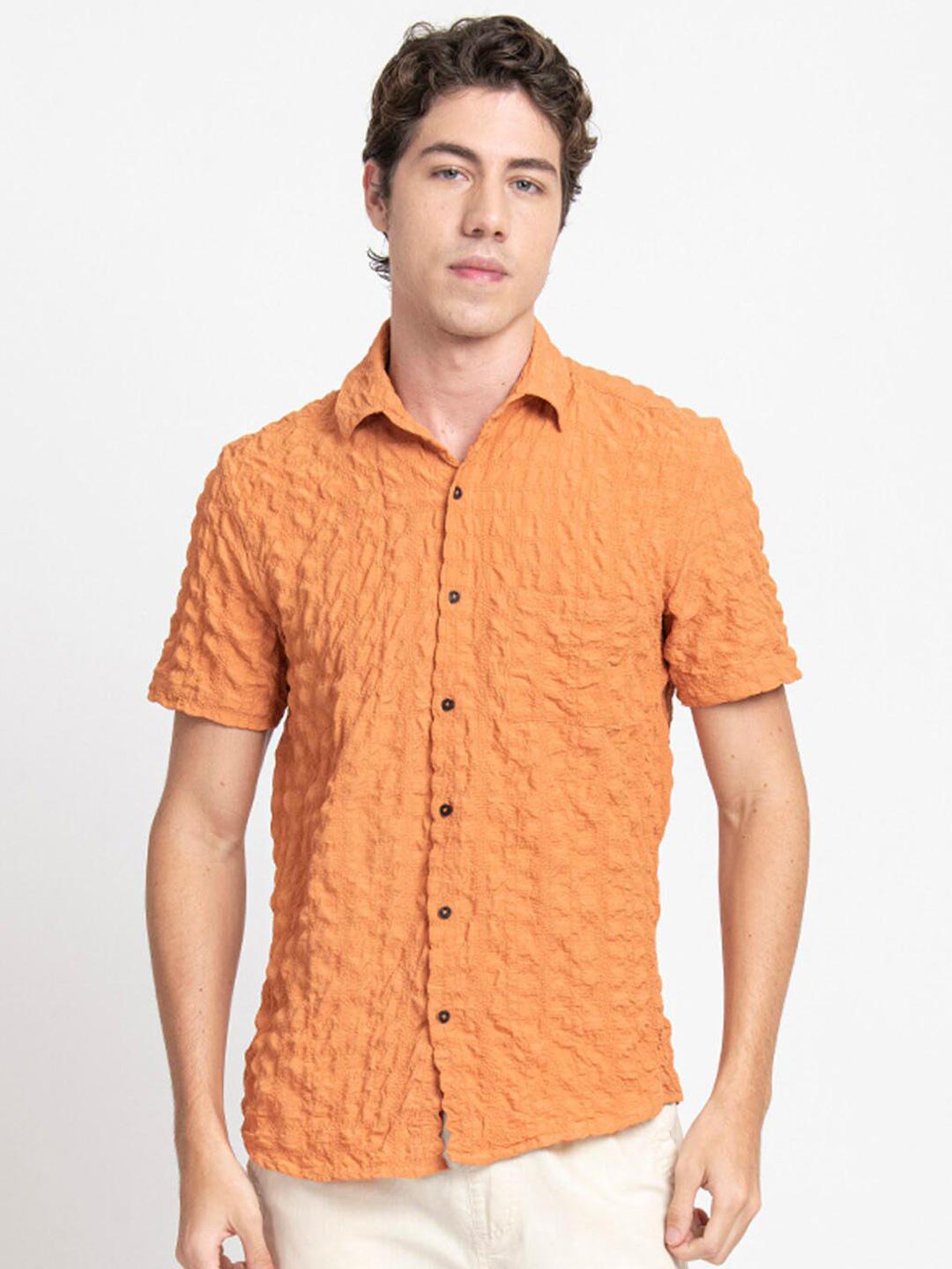 Buy KISSOSS Classic Slim Fit Self Design Casual Shirt - Shirts for Men ...
