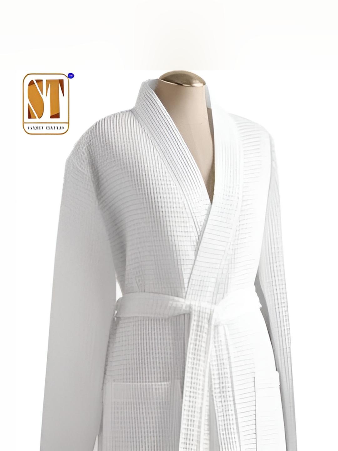 Buy Sanjeev Textiles Waffle White Self Design Cotton Drawstring Midi ...
