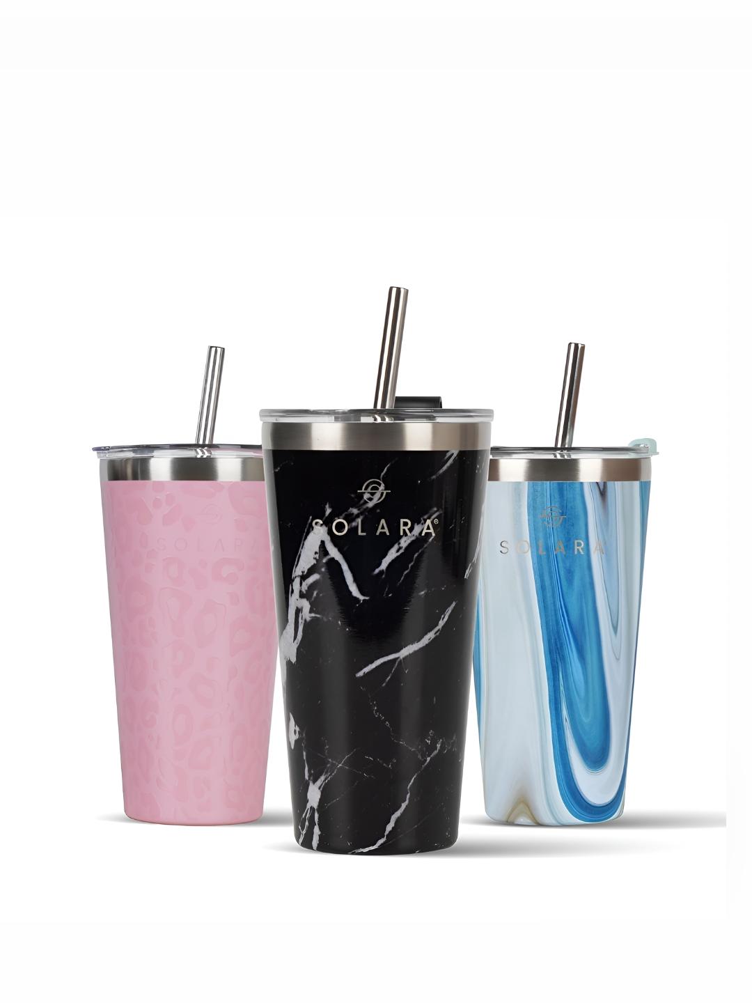 Buy Solara Black Abstract Stainless Steel Double Wall Vacuum Sipper ...
