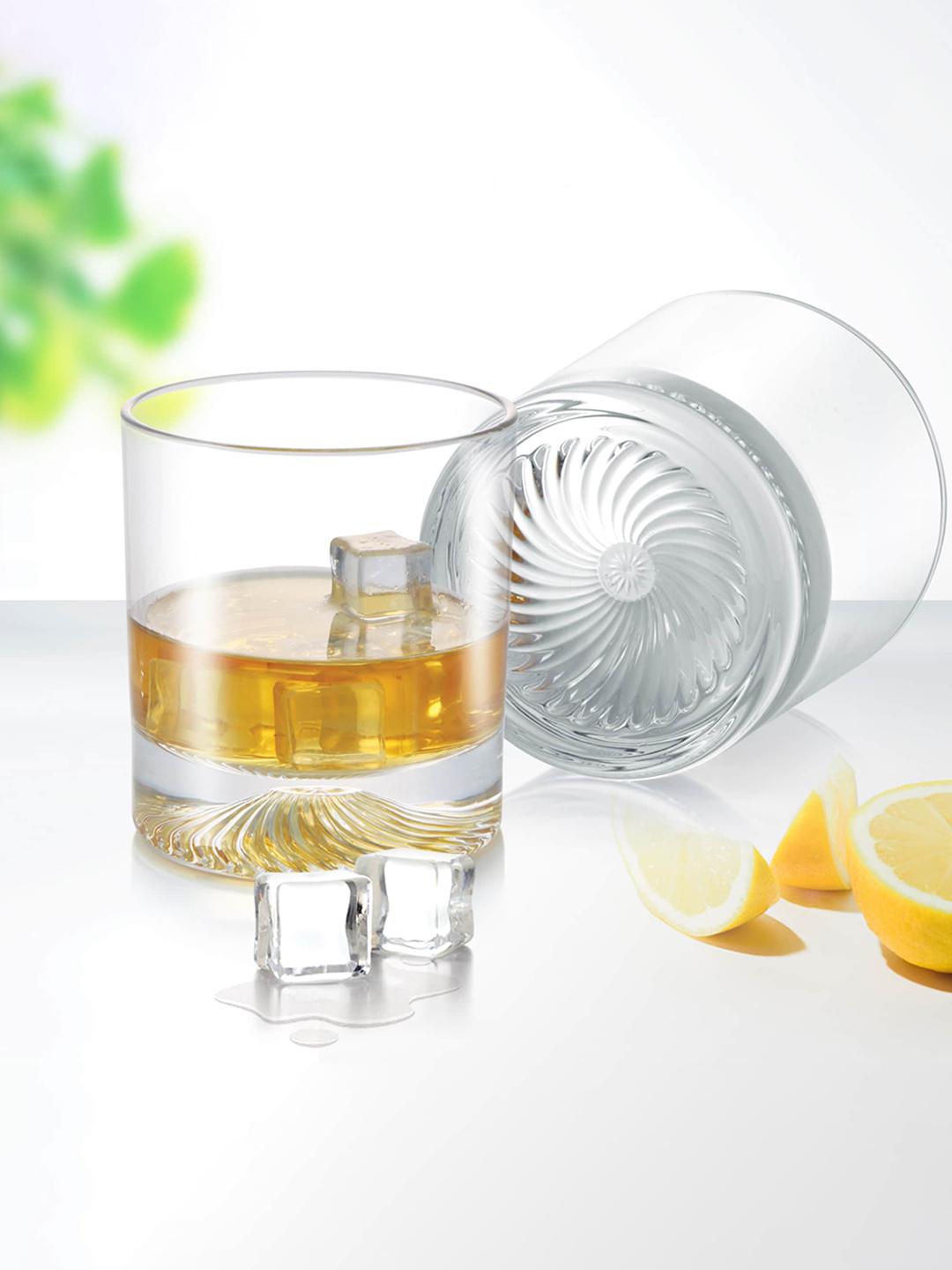 Buy Treo 6 Pcs Transparent 3D Turbo On The Rocks Tumbler Glasses 270 Ml ...
