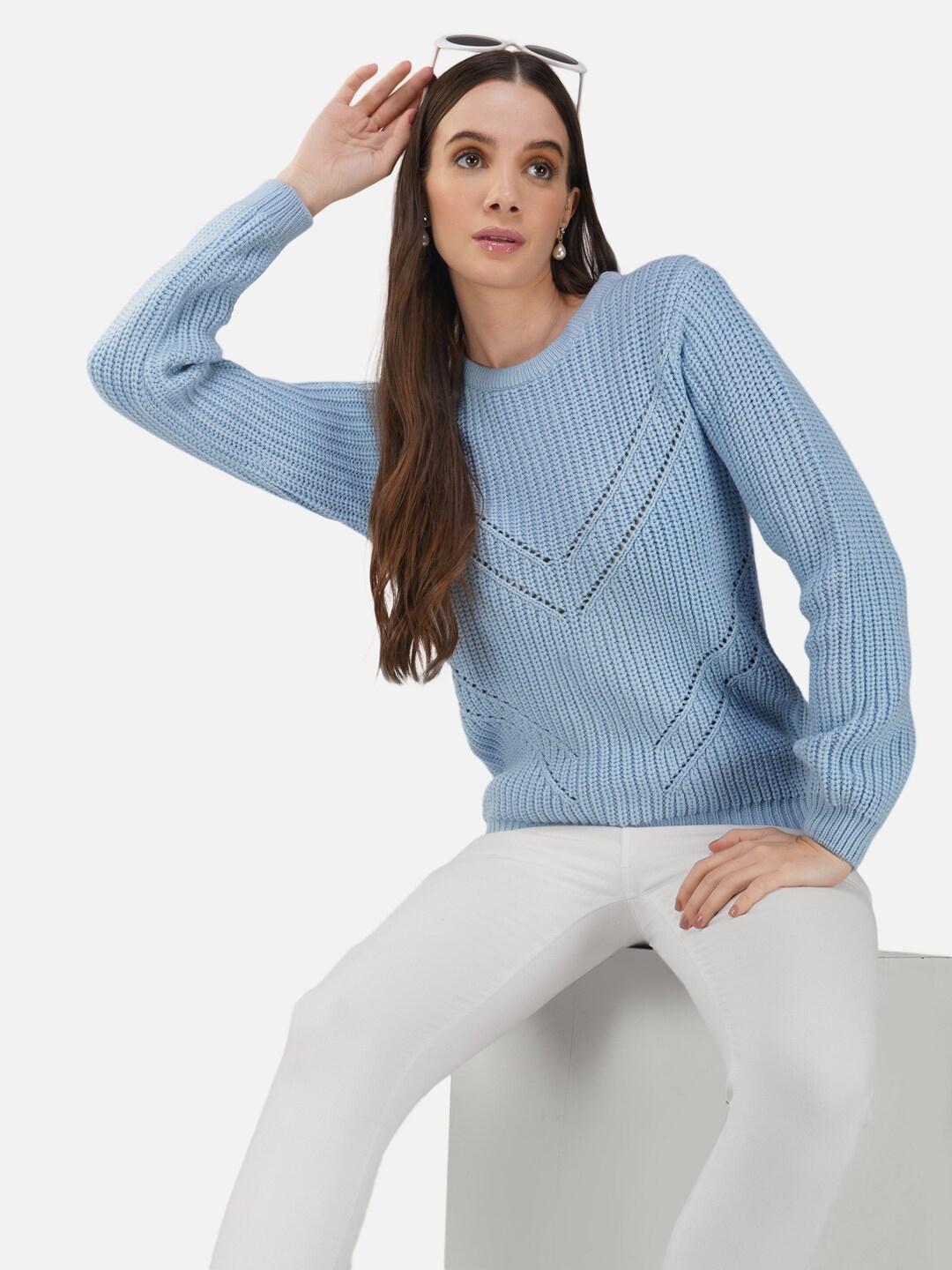 Buy Chemistry Open Knit Self Design Acrylic Pullover - Sweaters for ...