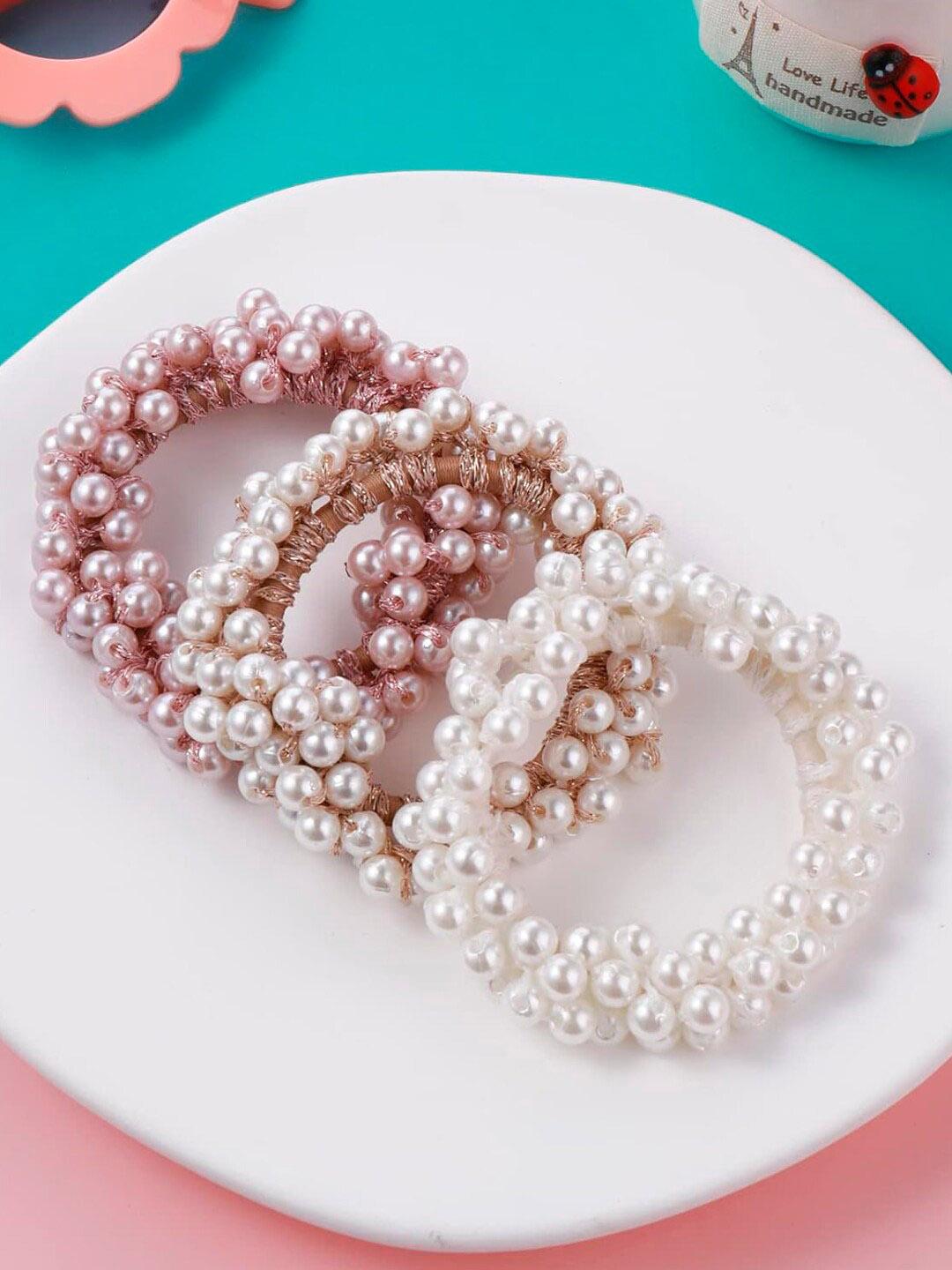 Buy OOMPH Set Of 3 Embellished Ponytail Holders - Hair Accessory for ...