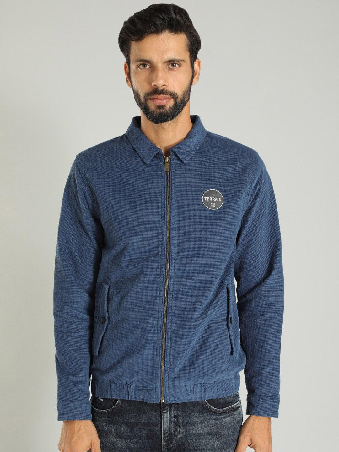 Buy Indian Terrain Spread Collar Lightweight Pure Cotton Denim Jacket ...