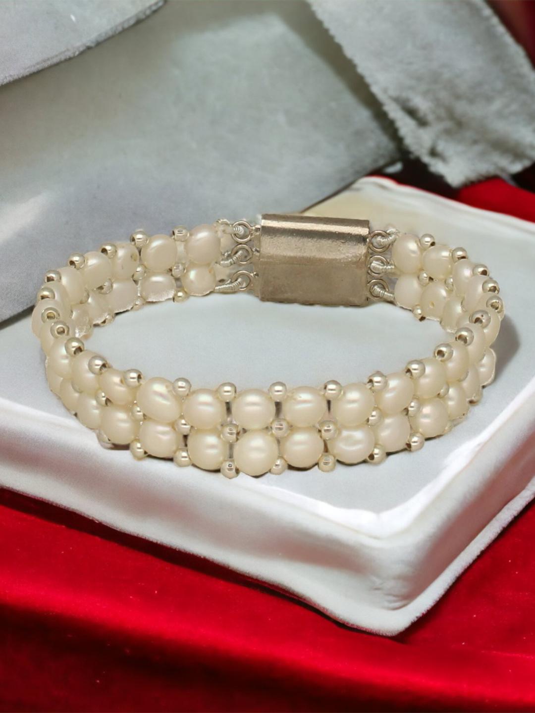 Buy Sri Jagdamba Pearls Dealer Women Gold Plated Beaded Elasticated Bracelet - Bracelet for ...