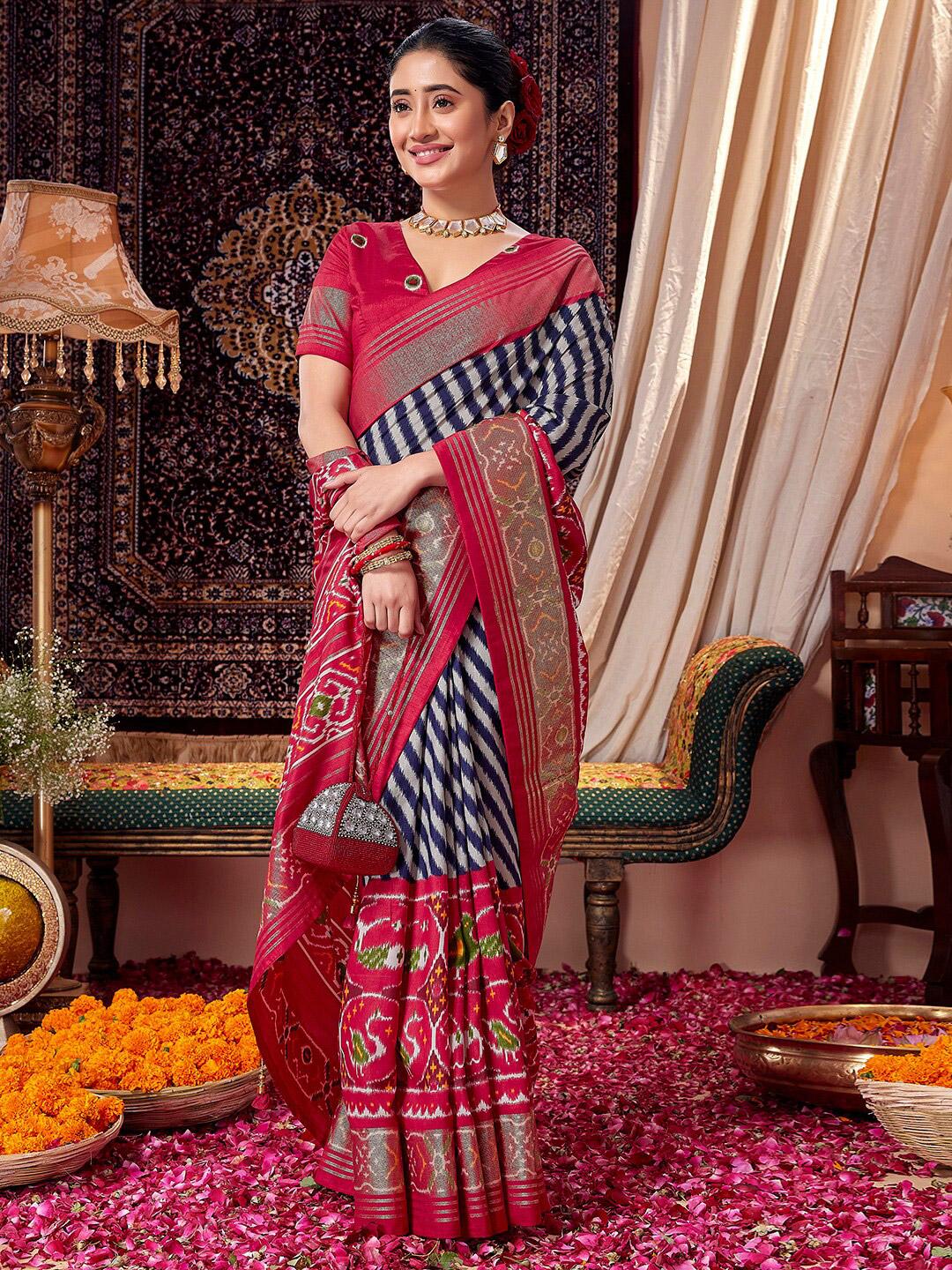 Buy Satrani Striped Zari Saree - Sarees for Women 26303642 | Myntra