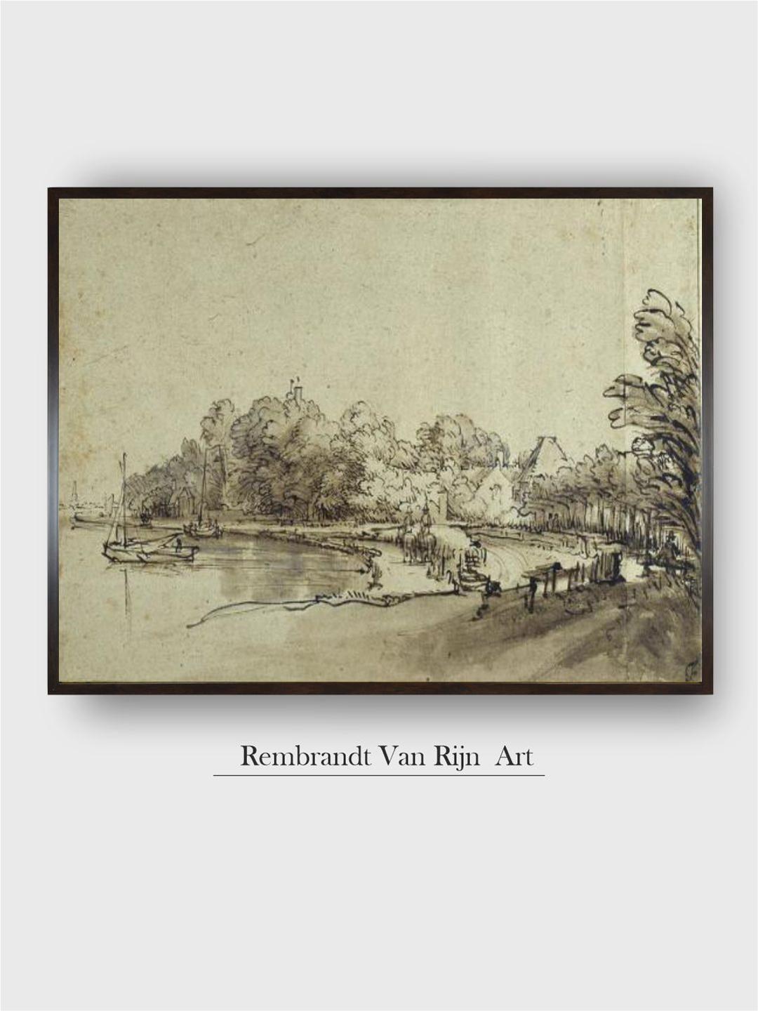 Buy The Art House Beige Wooden Floral Bend In The Amstel Painting Wall ...