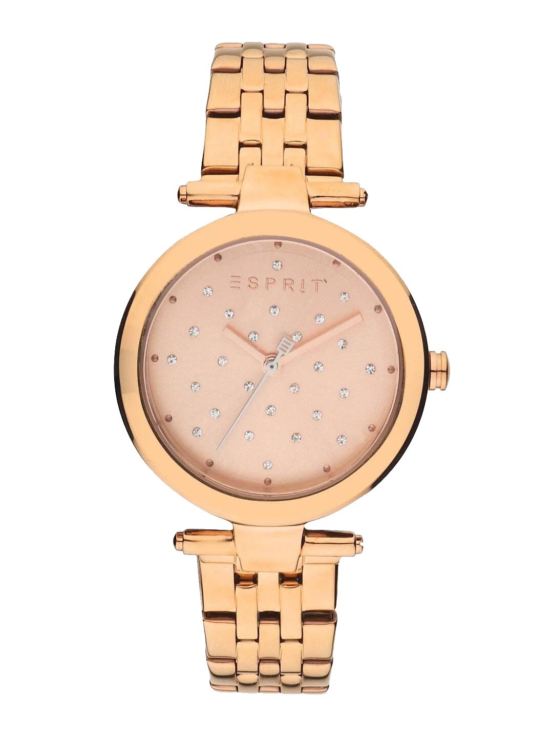 Buy ESPRIT Women Brass Dial & Stainless Steel Straps Embellished ...